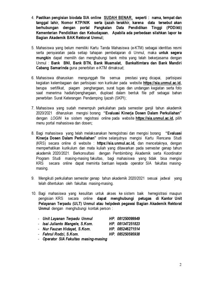 Informasi Prosedur Operasional Standar (POS) Pelaksanaan Herregistrasi dan Pengisian Kartu ...